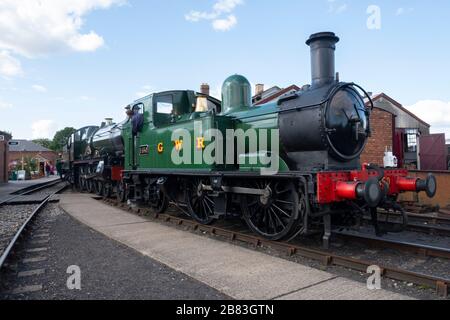 Preserved GWR steam locomotive 1450 undergoing maintenance service work ...