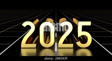 2025 concept, road - 3D rendering Stock Photo - Alamy
