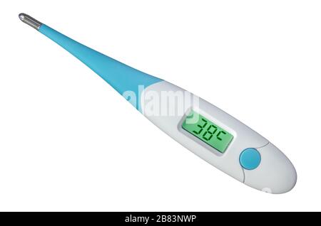 Isolated Digital Smart Thermometer Reading A 38 Degrees Fever During ...