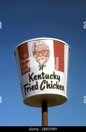 The iconic Kentucky fried chicken, KFC, logo bearing the image of ...