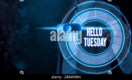 Text sign showing Hello Tuesday. Business photo showcasing a greeting ...
