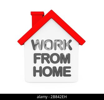 Work from home sign 3D render illustration isolated on white background ...