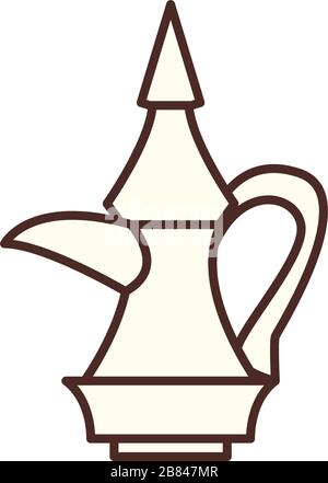 Ramadan kettle line style icon design, Islamic muslim religion culture ...