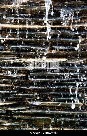 Waterfalls, fountains decorated with stones stacked in the building to ...