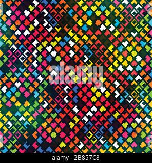 Pixel mosaic seamless pattern. Repeating texture with green colored ...