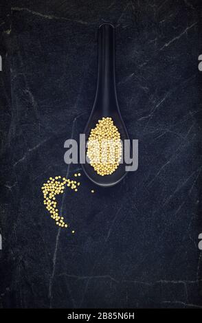 Mustard textured background, top view, closeup. Space for text Stock ...