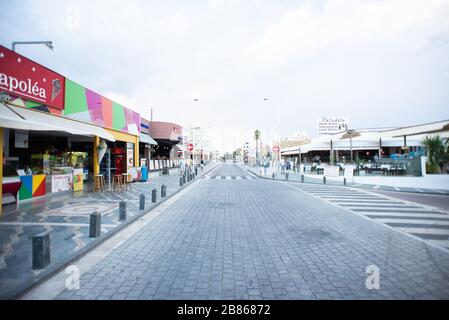Protaras. Cyprus - October 9, 2018: Main Street with Restaurants and ...