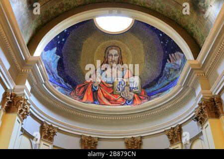 Interior of the Sacred Heart Cathedral, Punta Arenas city, Patagonia ...