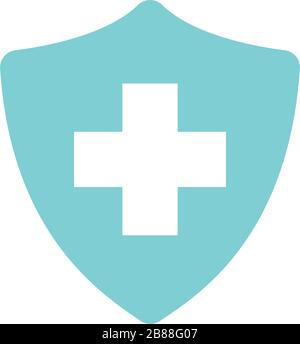 Cross inside shield flat style icon design of Medical care health and ...