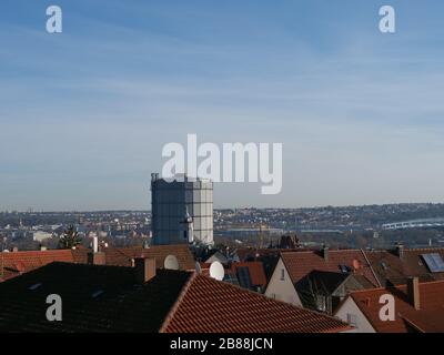 The church of the district Gaisburg in the german town Stuttgart in ...