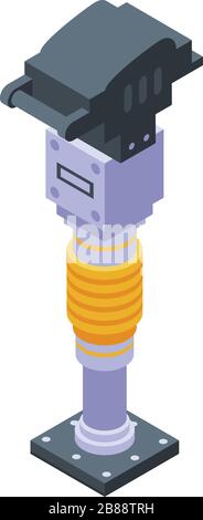 isometric soil compactor heavy machinery flattening a land for ...