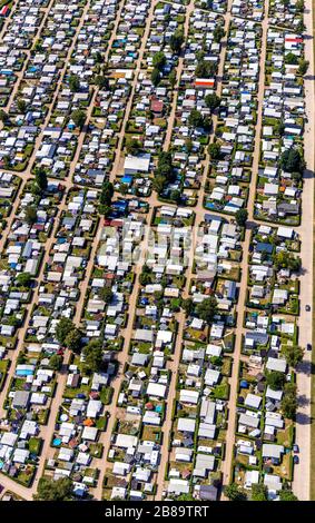 Aerial view, campground Grav-Insel am Niederrhein, largest camping site ...
