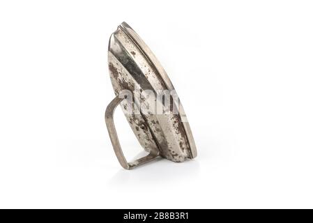Non electric rusty vintage iron on white Stock Photo - Alamy