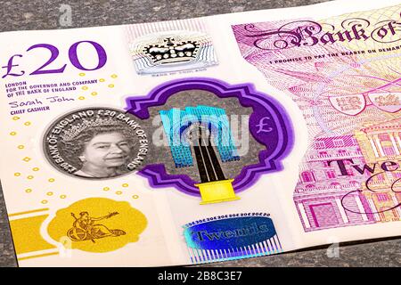 The new 2020 polymer £20 pound bank note from the Bank of England ...