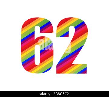 Numeral 62, sixty two, isolated on white background, 3d render Stock ...