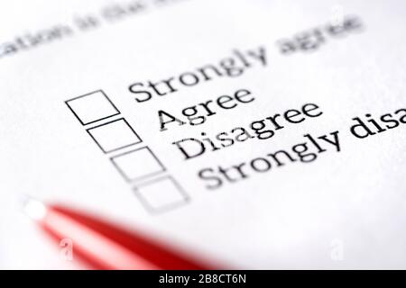 Checklist box - Agree and Disagree. Check form concept Stock Photo - Alamy