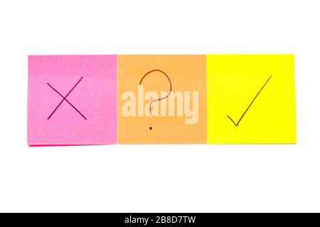 Three post its on white background with different symbols on it Stock ...