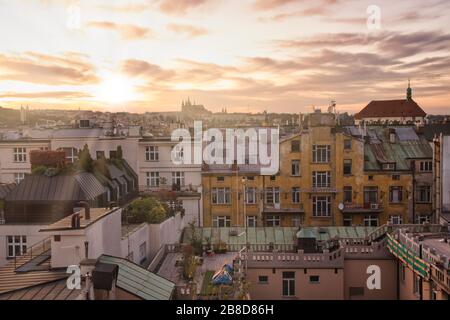 Visited the rooftop in Prague to capture beautiful sunset Stock Photo ...