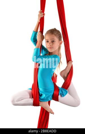 people, children and acrobatic concept - little twin sisters doing ...