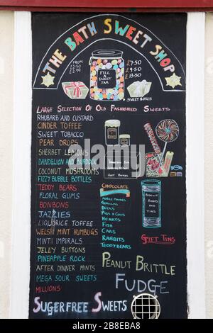 The Bath Sweet Shop menu on North Parade Passage, Bath, Somerset ...