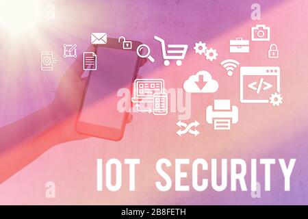 Writing note showing Iot Security. Business concept for practice of ...