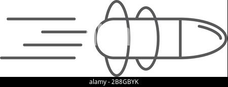 Flying bullet linear icon. Thin line illustration. Speed. Weapon shot ...