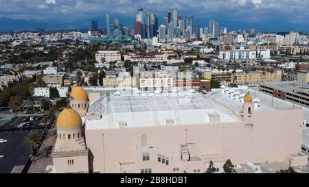General overall aerial view of the Shrine Auditorium and Expo Hall ...