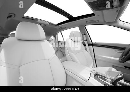 Back passenger seats in modern sport car, frontal view Stock Photo - Alamy