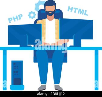 Outsource programmer icon. Cartoon of outsource programmer vector icon for web design isolated ...