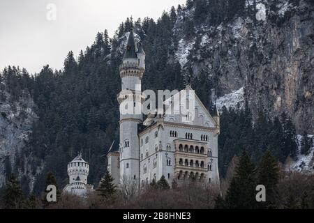 A stunning view of the Neuschwanstein Castle on the hill in Germany ...