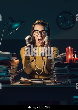 angry clerk in the office shouting Stock Photo - Alamy