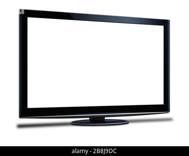 side view of computer black widescreen display with cut out screen and ...