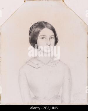 Adèle Hugo, née Foucher (1803-1868). Portrait of Madame Victor Hugo. Pencil enhanced with blood ...