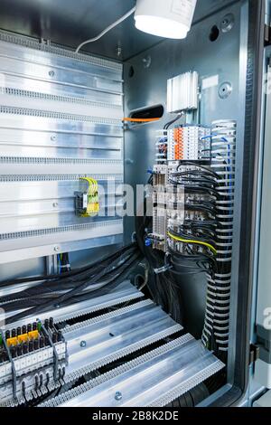 Detail of electric cubicle with connector strips Stock Photo - Alamy