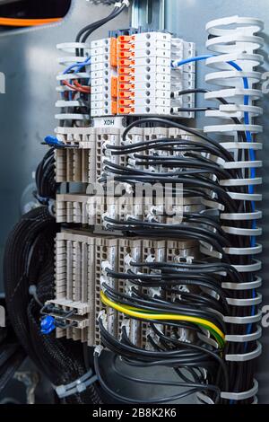 Detail of electric cubicle with connector strips Stock Photo - Alamy