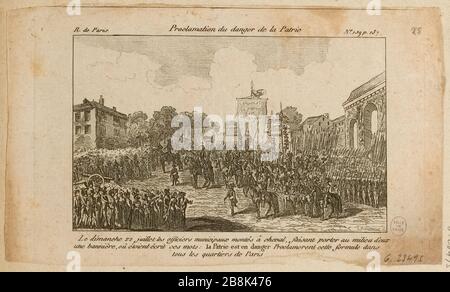 French Revolution: July 22, 1792. Enrolement of volunteers in a public ...