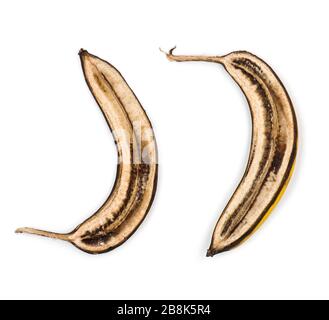 Decaying banana slices against white background Stock Photo - Alamy