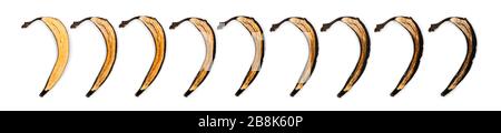 Decaying banana slices against white background Stock Photo - Alamy