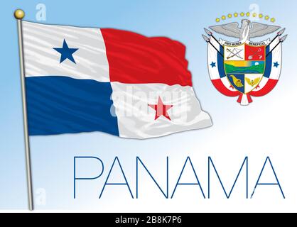 Panama coat of arms and flag, official symbols of the nation Stock ...
