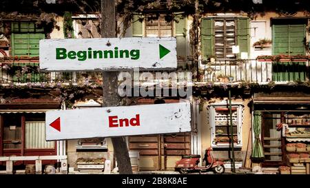 Street Sign the Direction Way to Beginning versus End Stock Photo - Alamy