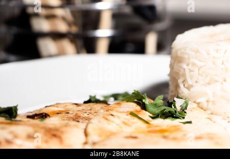 White fish fillet, with basmati rice and cherry tomatoes ingredients ...