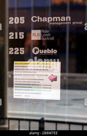 Sign posted on the window of a business during the lockdown of ...