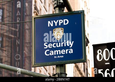 Signage of NYPD security camera seen in New York City Stock Photo - Alamy