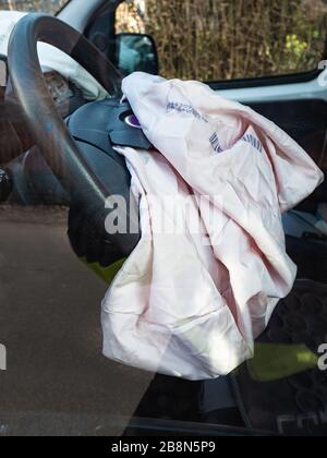 Exploded auto air bag Stock Photo - Alamy