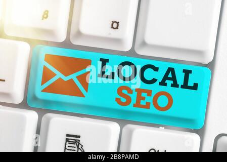 Handwriting text Local Seo. Conceptual photo helps businesses promote ...