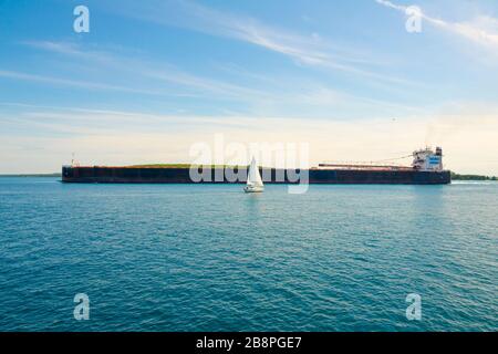 Indiana Harbor a large 1000 feet lake freighter on lake huron at ...