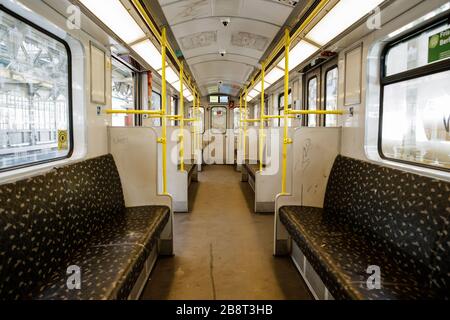 Berlin, Germany - An empty compartment in the wagon of a class 481 S ...