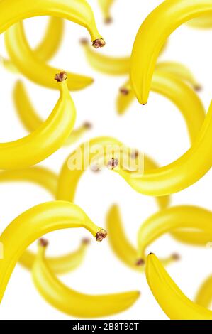 Fresh ripe bananas falling on white background Stock Photo - Alamy
