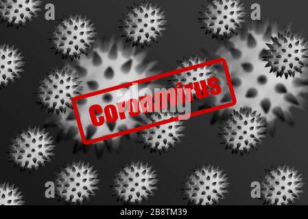 Stop Virus - Word Corona Virus Banner Blue Isolated with Color ...