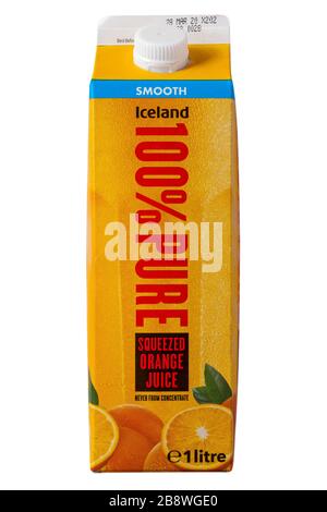 One litre carton of pure squeezed orange juice with bits and a half ...